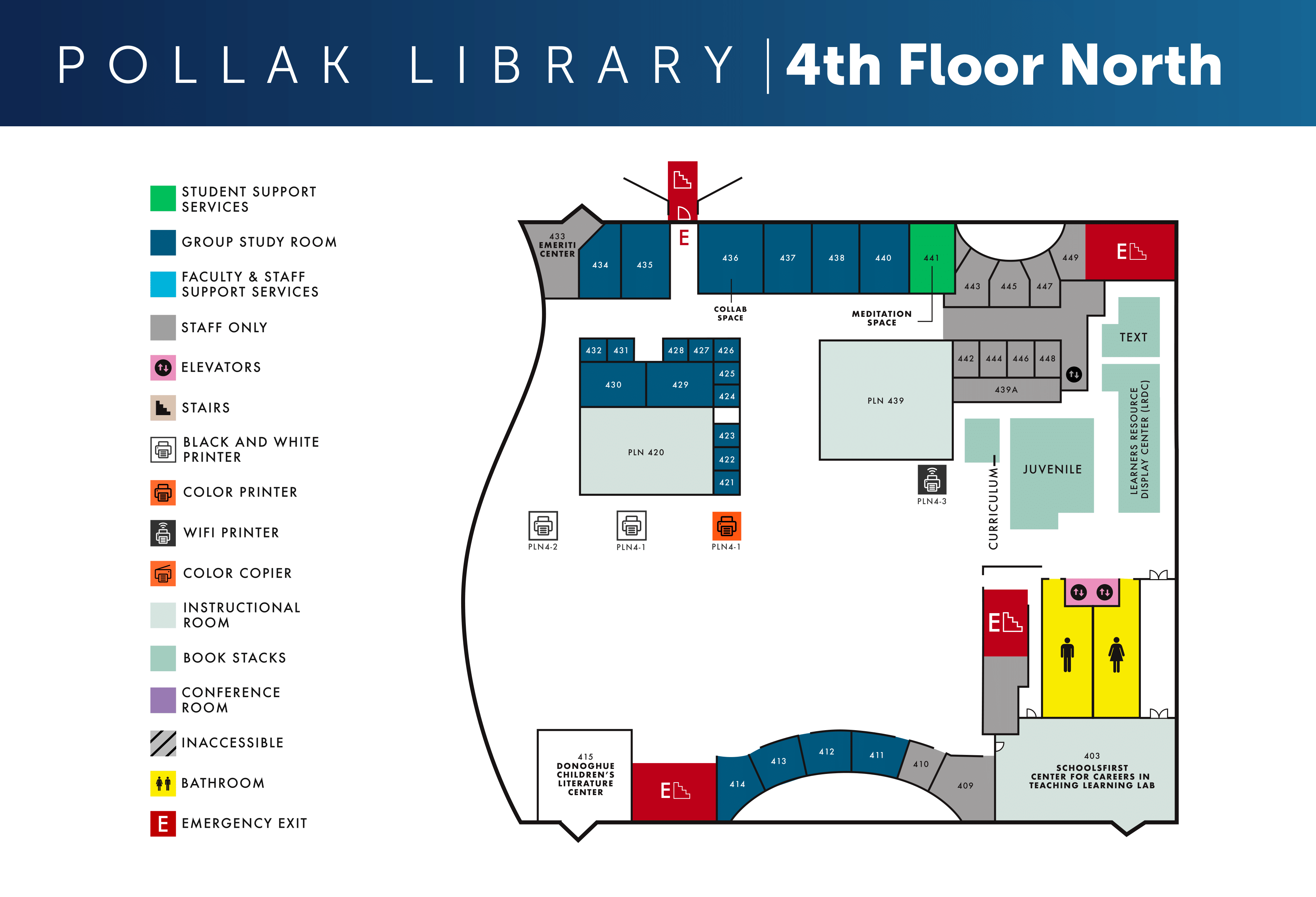Pollak Library Fourth Floor North | CSUF - Pollak Library